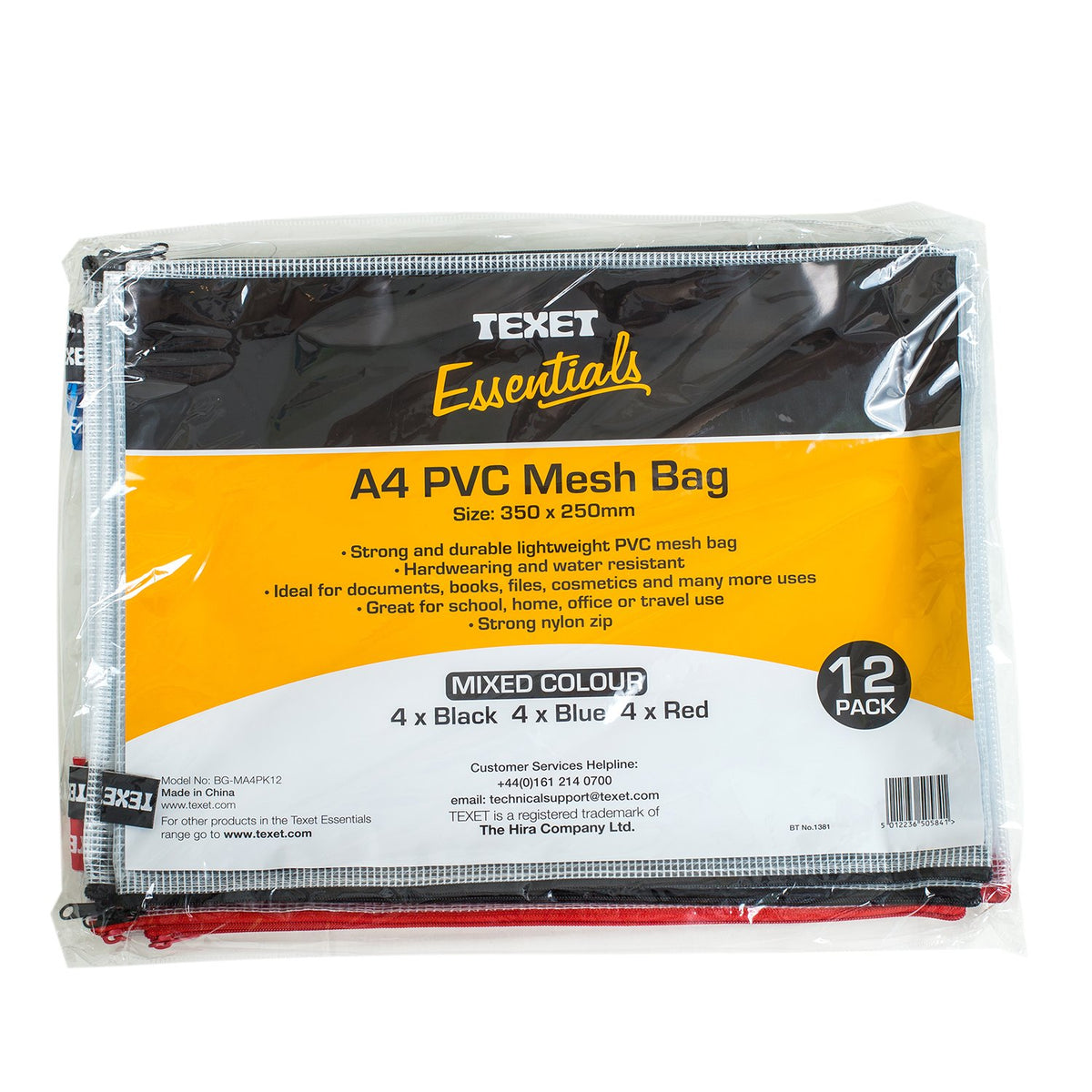 A4 PVC Mesh Bag, Pack of 12 – www.texet.com