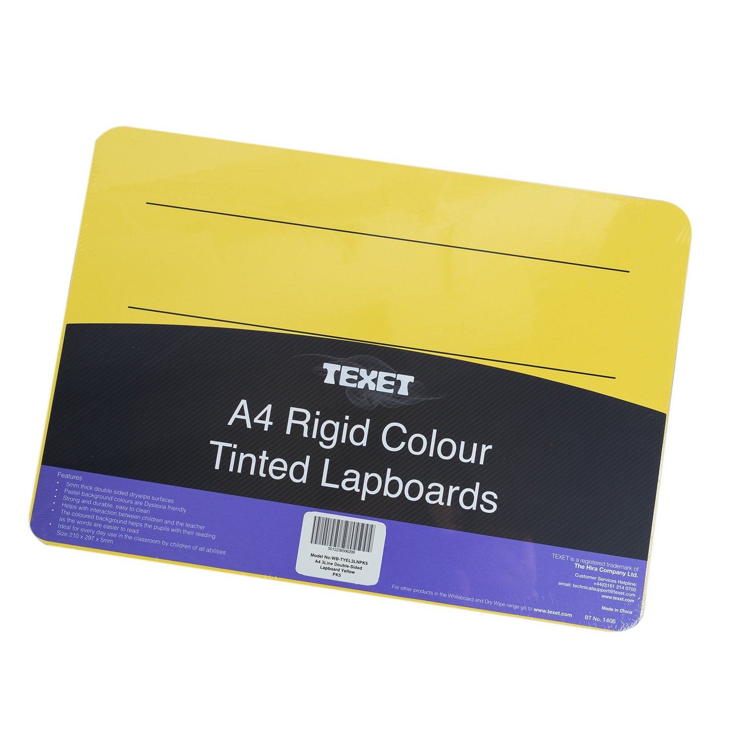 A4 Rigid 3 Line Double-Sided Lapboard Yellow, Pack of 5 – www.texet.com